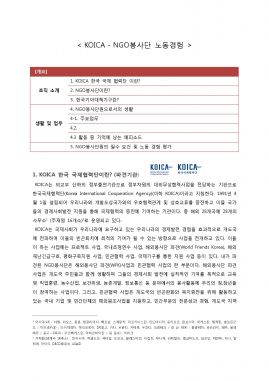 [직업사회학] 노동경험 KOICA-NGO(Korea International Cooperation Agency : 한국국제협력단 : 코이카) 봉사단-1페이지