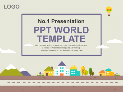 심플 일러스트 빌리지(자동완성형포함) 파워포인트 PPT 템플릿 디자인