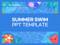 여름 수영 풀장 파워포인트 PPT 템플릿 디자인
