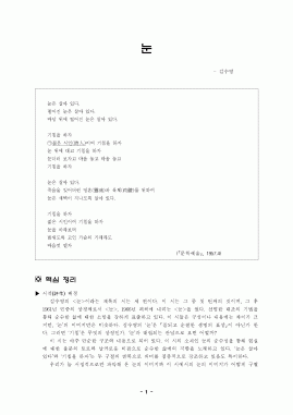 눈- 김수영 시-1페이지