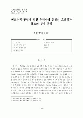 비모수적방법에 의한 은행의 효율성과 규모의경제 분석 (DEA)-1페이지