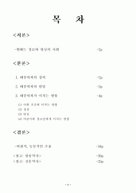 [기타] 대중매체가 청소년에게 미치는 영향 -1페이지