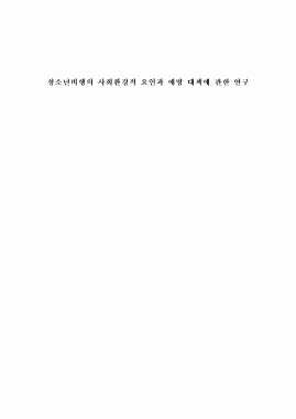 청소년 비행의 사회환경적 요인과 예방대책에 관한 연구-1페이지