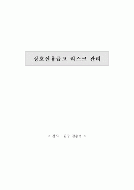 상호신용금고 금융위기 관리-1페이지