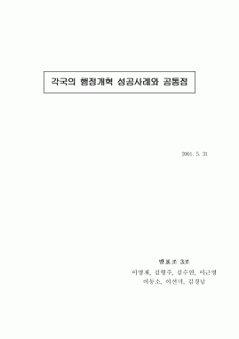 각국의 행정개혁 성공사례와 공통점-1페이지