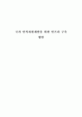 국가 인적자원개발을 위한 인프라 구축 방안-1페이지