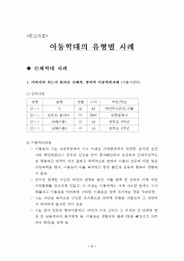 아동학대의 유형별 사례-1페이지