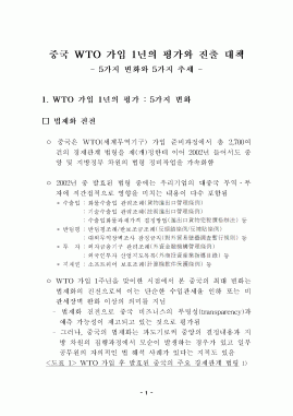 중국 WTO 가입 1년의 평가와 진출 대책- 5가지 변화와 5가지 추세-1페이지