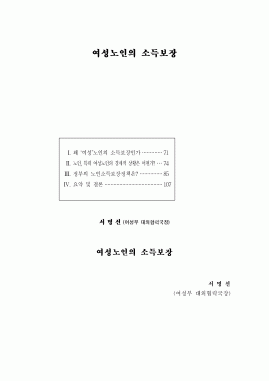 [사회복지]여성노인의 소득보장-1페이지