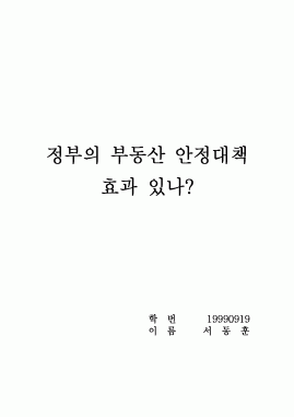 정부의 부동산 안정대책 효과 있나?-1페이지