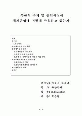 북한의 주체 및 유일사상이 체제운영에 어떻게 작용하고 있는가-1페이지