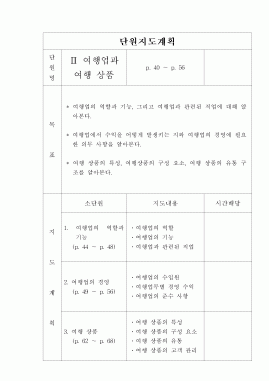 여행업과 여행상품 단원지도계획-1페이지