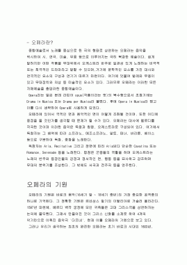 오페라의 기원과 종류 그리고 현대 오페라의 특징에 대한 이해-1페이지