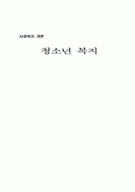 청소년 복지의 개념과 특성-1페이지