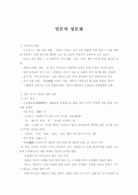 일본의 성문화 성의식의 원류 남녀 성기의 명칭과 숭배 신앙 요바이와 솎음질 매춘 남색 우키요에-1페이지