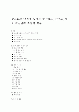 광고효과 단계에 있어서 평가목표, 관여도, 태도 자신감의 조절적 작용-1페이지