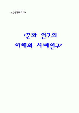 문화 연구의 이해와 사례연구-1페이지