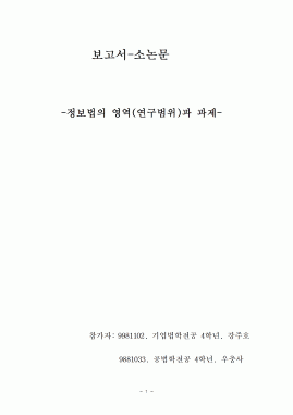 보고서-소논문 -정보법의 영역(연구범위)과 과제--1페이지