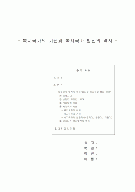 복지국가의 발달과정과 그 기원-1페이지