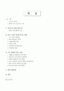 중국의 WTO 가입에따라 미치는 영향-1페이지