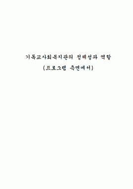 기독교사회복지관의 정체성과 역할(프로그램 측면에서)-1페이지