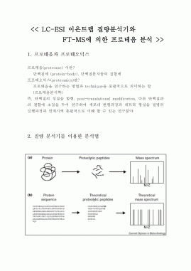 LC-ESI 이온트랩 질량분석기와FT-MS에 의한 프로테옴 분석-1페이지