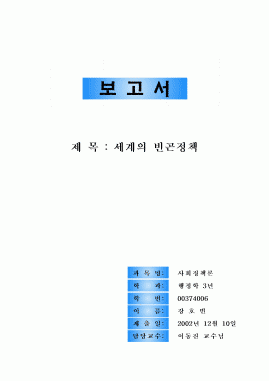 [사회과학] 세계의 빈곤정책-1페이지