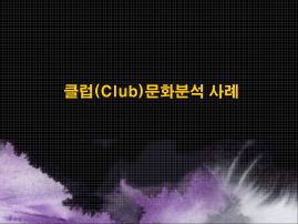 한국의 클럽(Club)문화분석 사례-1페이지