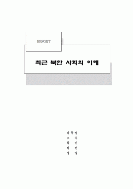 최근 북한 사회의 이해-1페이지