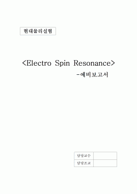 Electro Spin Resonance실험의 예비보고서-1페이지