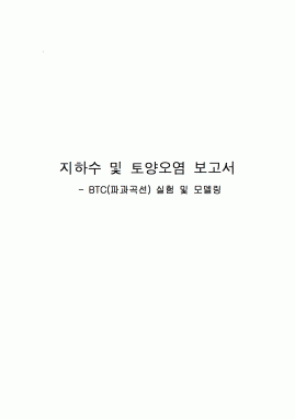 지하수 및 토양오염 보고서(BTC(파과곡선) 실험 및 모델링)-1페이지