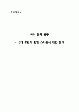 10대 후반 청소년의 힙합스타일에 대한 문화분석-1페이지