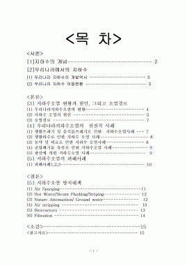 지하수 오염 - 지하수의 개념, 오염 현황과 원인, 오염경로, 오염 방지대책-1페이지