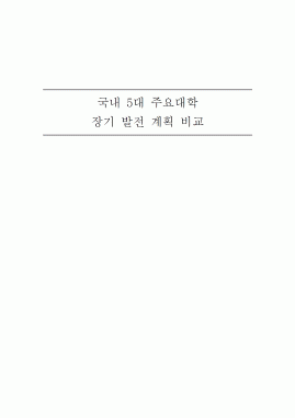 국내 5대 주요대학 장기 발전 계획 비교-1페이지