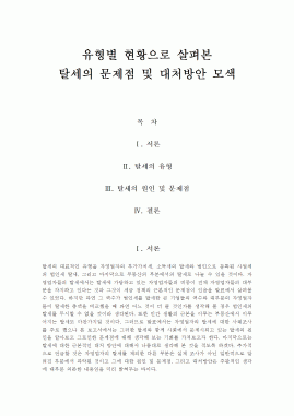 유형별 현황으로 살펴본 탈세의 문제점 및 대처방안 모색-1페이지