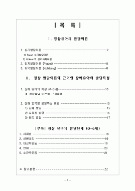 정상아동의 발달이론과 특성과 장애아동의발달특성-1페이지