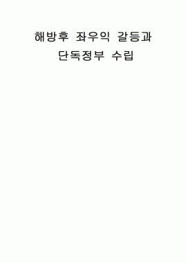 해방후 좌우익 갈등과 단독정부 수립-1페이지