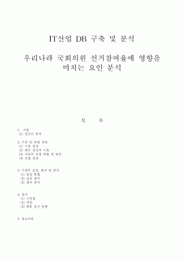 IT산업 DB 구축 및 분석(우리나라 국회의원 선거참여율에 영향을 미치는 요인 분석)-1페이지