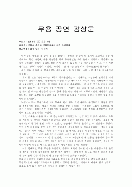 [예체능] 무용공연 감상문-1페이지