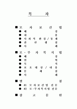 모자보건법과 모부자복지법의 문제점과 정의 및 개괄-1페이지