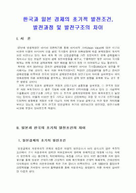 한국과 일본경제의 초기적 발전조건, 과정, 역사, 구조적 차이점-1페이지