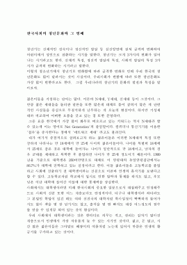 청년기와 청년문화에 대한 실태와 나의 생각 및 해결책-1페이지