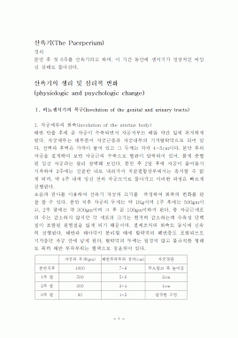 산욕기(The Puerperium) 산욕기의 생리 및 심리적 변화-1페이지