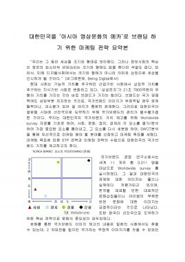 대한민국을 ‘아시아 영상문화의 메카’로 브랜딩 하기위한 마케팅 전략 요약본-1페이지