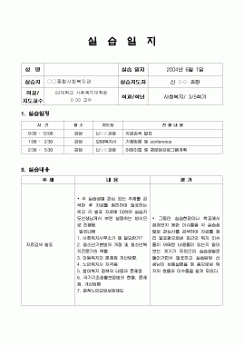 사회복지 실습일지 레포트-1페이지