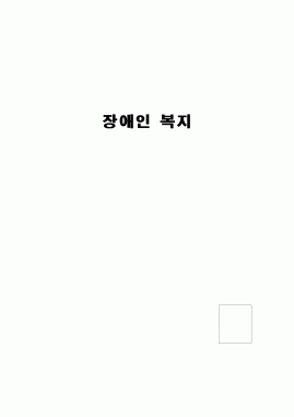 [장애인 복지법] 장애인 복지 -1페이지