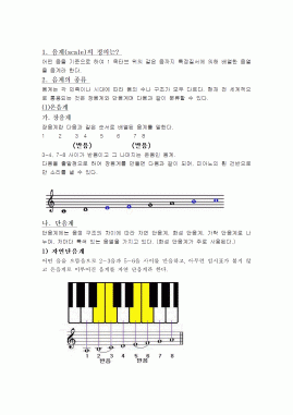 음계(scale)에 관한 정리-1페이지