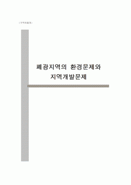 폐광지역의 환경문제와 지역개발문제-1페이지