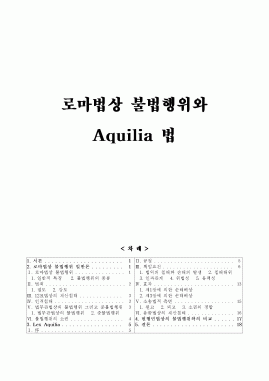 로마법상 불법행위와 Aquilia 법-1페이지