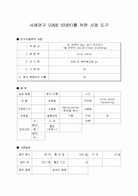  사례연구 (CASE STUDY)를 위한 사정 도구-1페이지